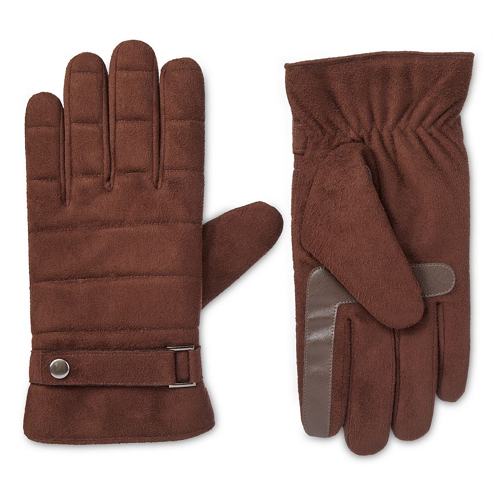 Men's isotoner Quilted Microsuede Water Resistant and Touchscreen Gloves