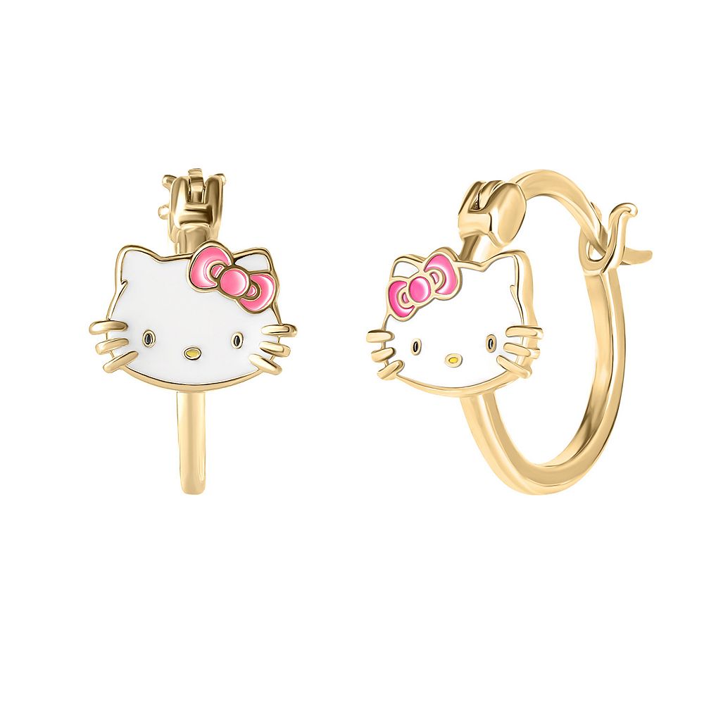 Hello Kitty Sterling Silver Enamel Hoop Earrings