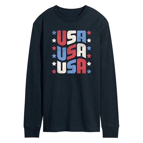 Men's USA Stacked Long Sleeve Graphic Tee.