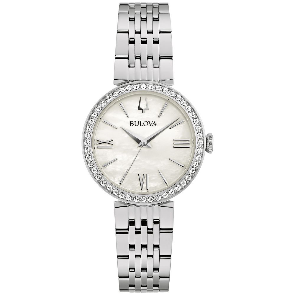 Bulova Women's Classic Stainless Steel Crystal Accent Mother Of Pearl ...