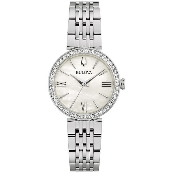 Bulova Women's Classic Stainless Steel Crystal Accent Mother Of Pearl ...