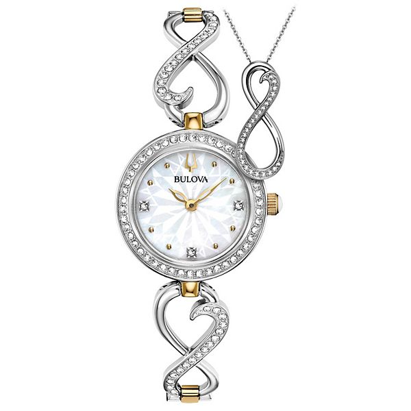 Bulova Women's Two Tone Stainless Steel Crystal Accent Watch and ...