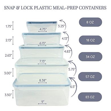 Lexi Home 10-Piece Plastic Snap Lock Food Storage Container Set