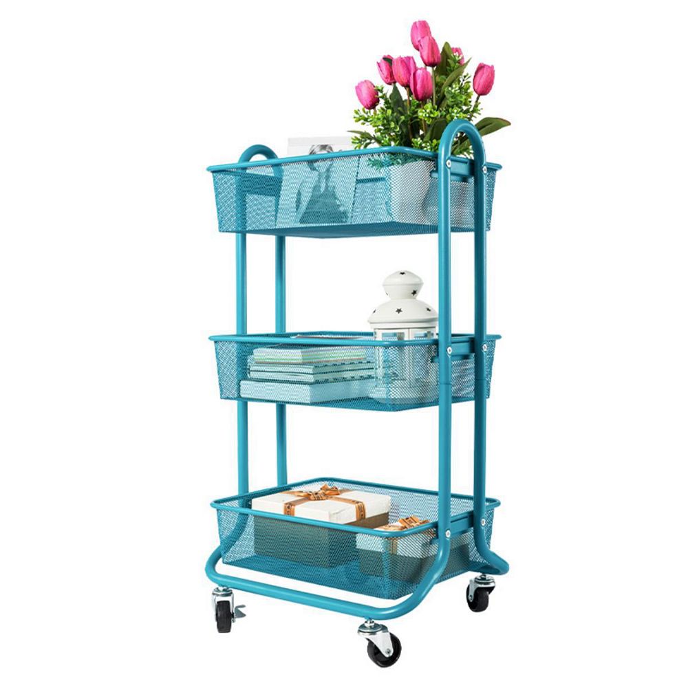 Designa Metal Utility Cart, 3 Tier Mesh Rolling Storage Cart With ...