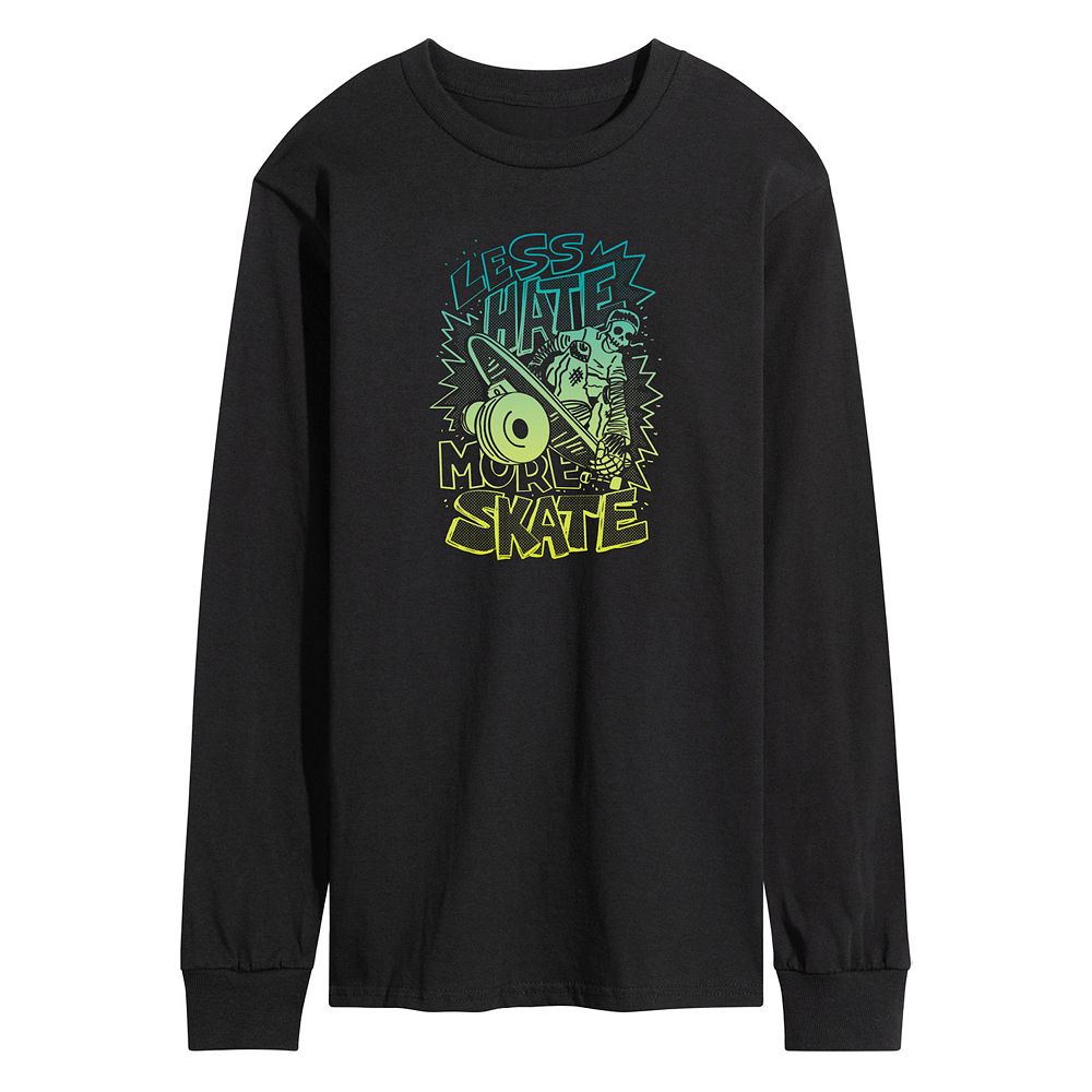 Men's Retro Less Hate More Skate Long Sleeve Graphic Tee