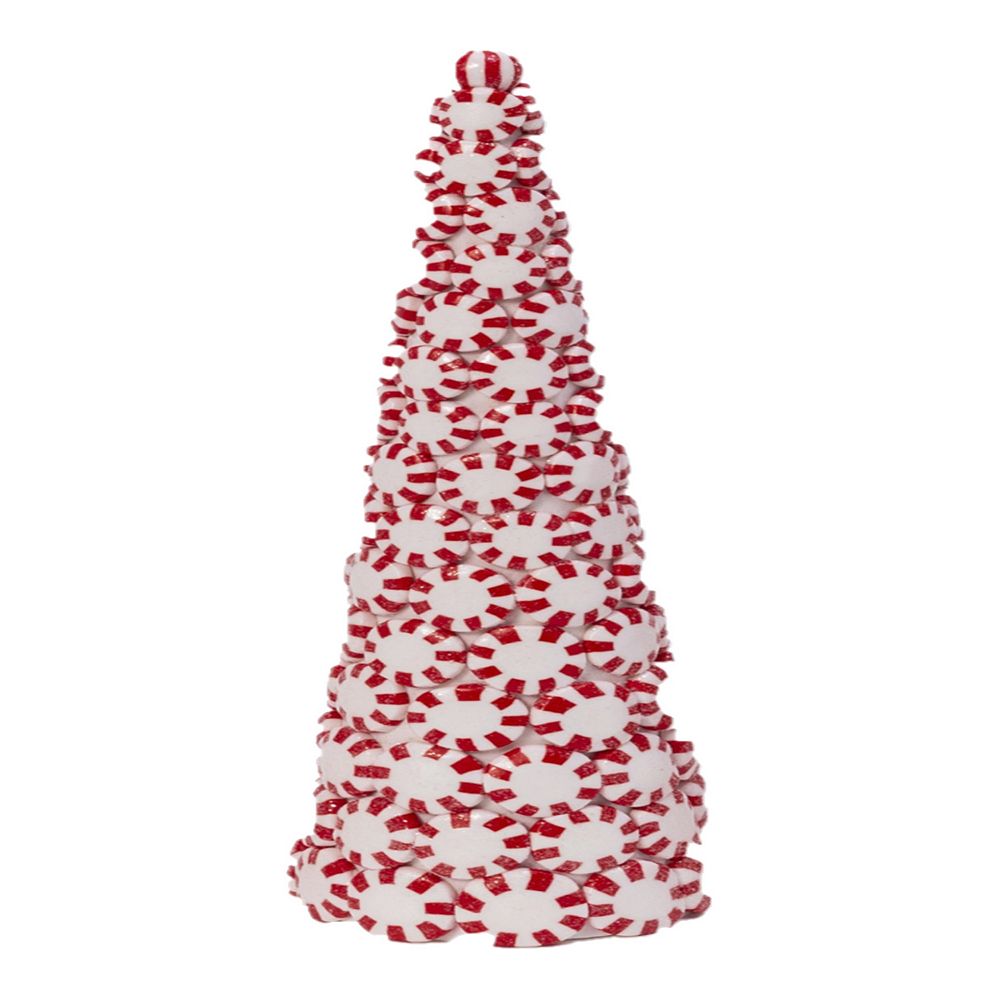Artificial Peppermint Cone Tree Table Decor