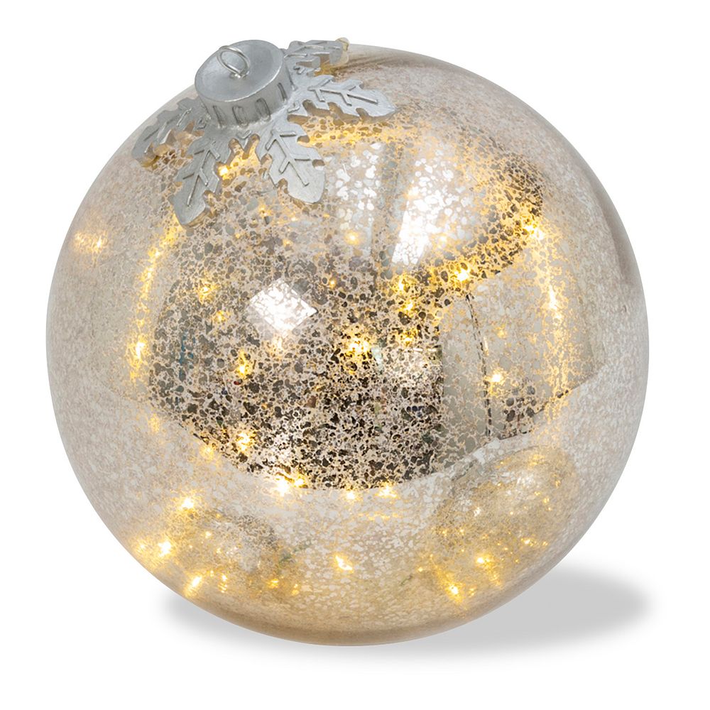 Mercury Silver LED Glass Ornament