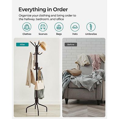 Coat Rack Freestanding, Coat Rack Stand W/12 Hooks & 4 Legs, Coat Tree ...