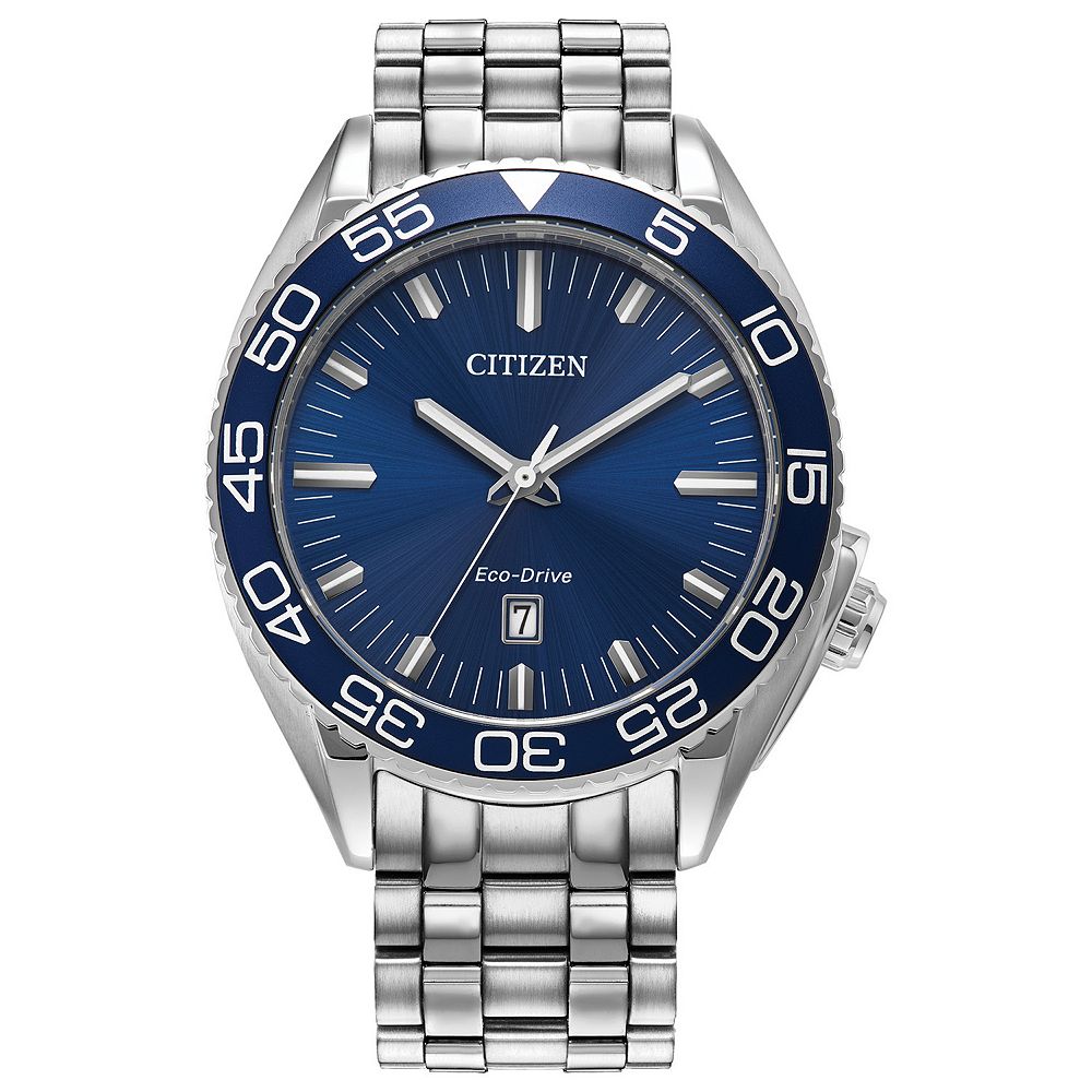 Citizen Men's Eco-Drive Sport Luxury Carson Stainless Steel Blue Dial ...