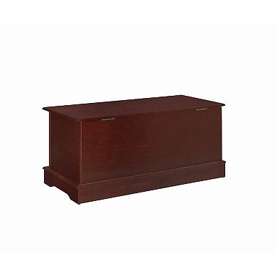 Traditional Style Lift Top Wooden Chest With Carved Details, Dark Brown