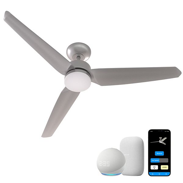 All Seasons 52" Ceiling Fan with Light, Quiet, Alexa/Google, 3 Color ...