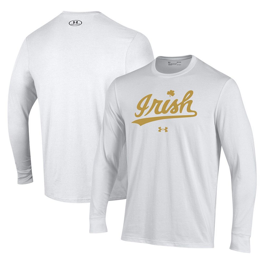 Men's Under Armour White Notre Dame Fighting Irish Script Gold Rush ...