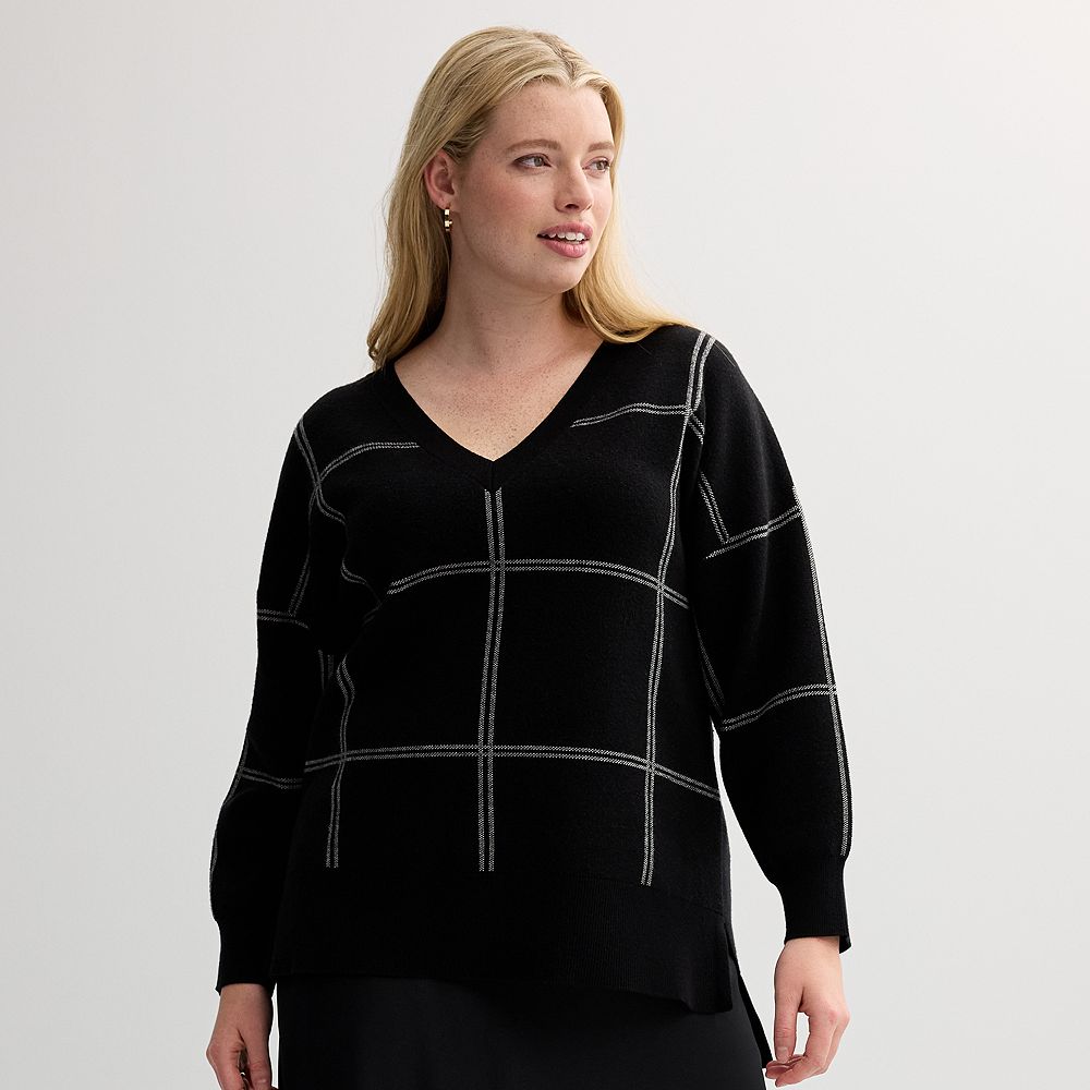 Plus Size Catherine Malandrino Long Sleeve Pullover Sweater