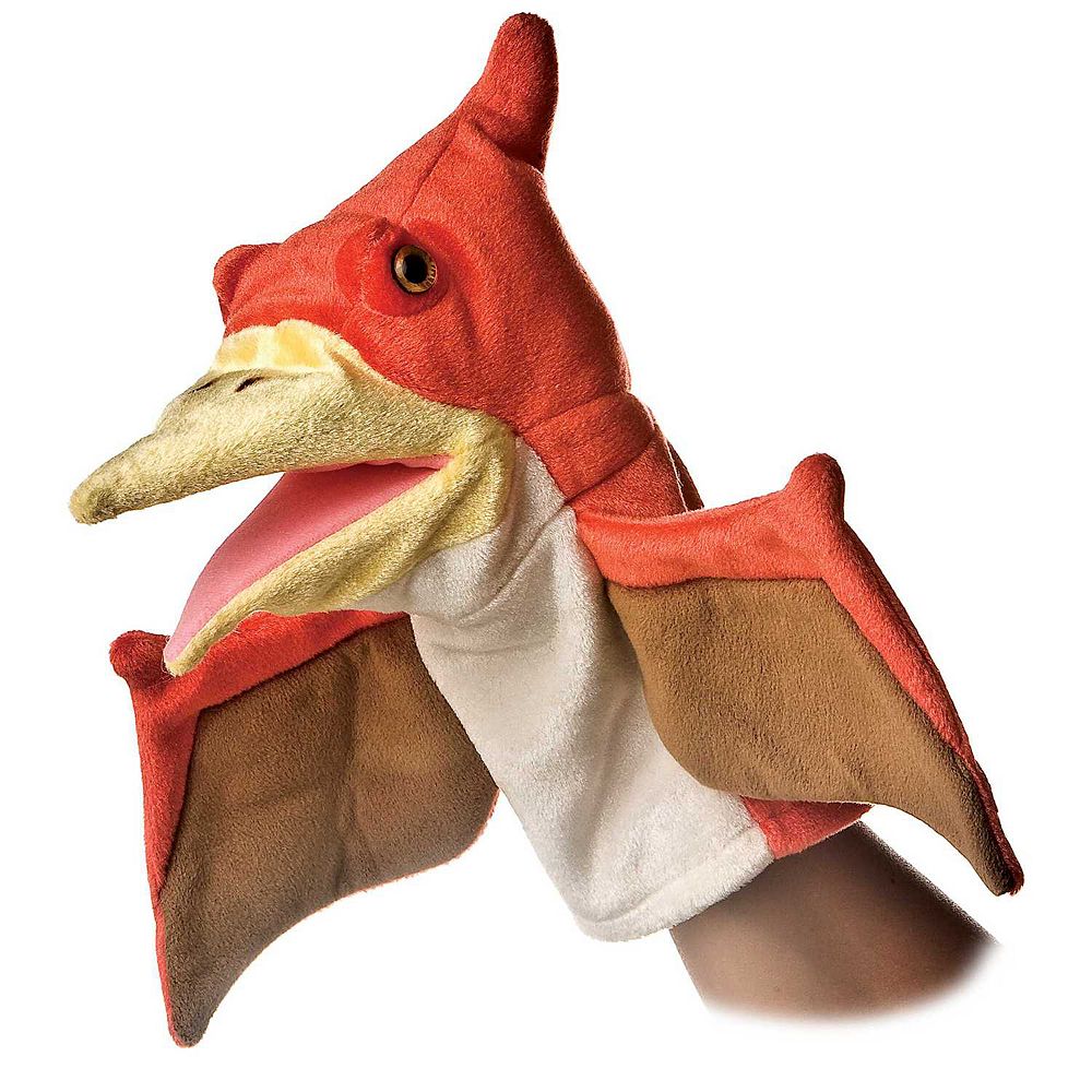 Aurora Medium Orange Hand Puppet 10" Pteranodon Interactive Stuffed Animal