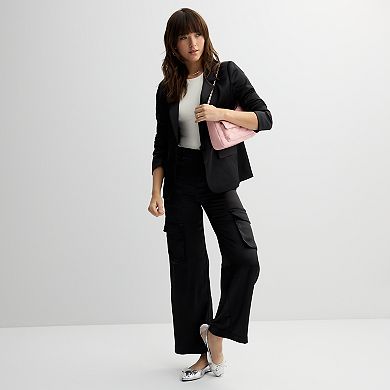 Juniors' SO® Satin One-Button Blazer