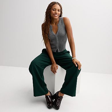 Juniors' Plus Size SO® Rib Lurex Hook & Eye Tank Sweater