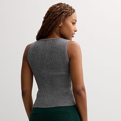 Juniors' Plus Size SO® Rib Lurex Hook & Eye Tank Sweater