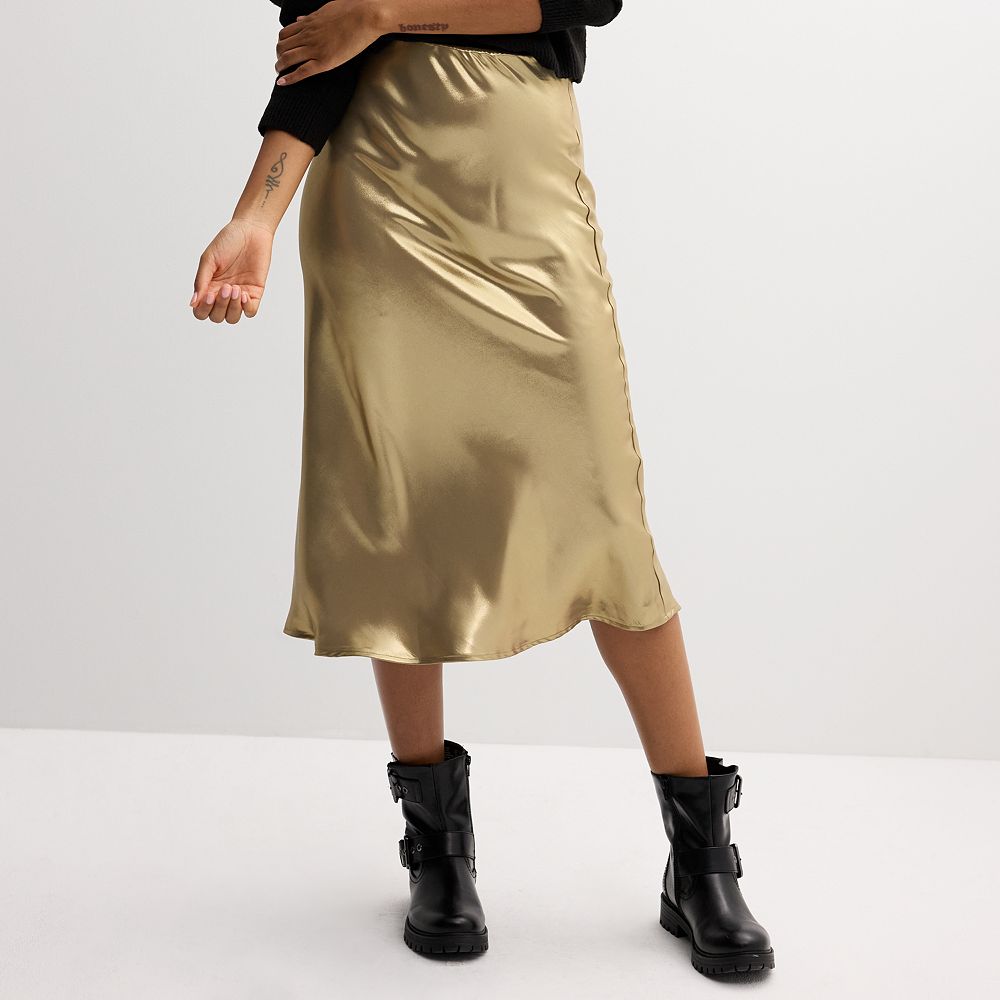 Juniors' SO® Satin Metallic Maxi Skirt