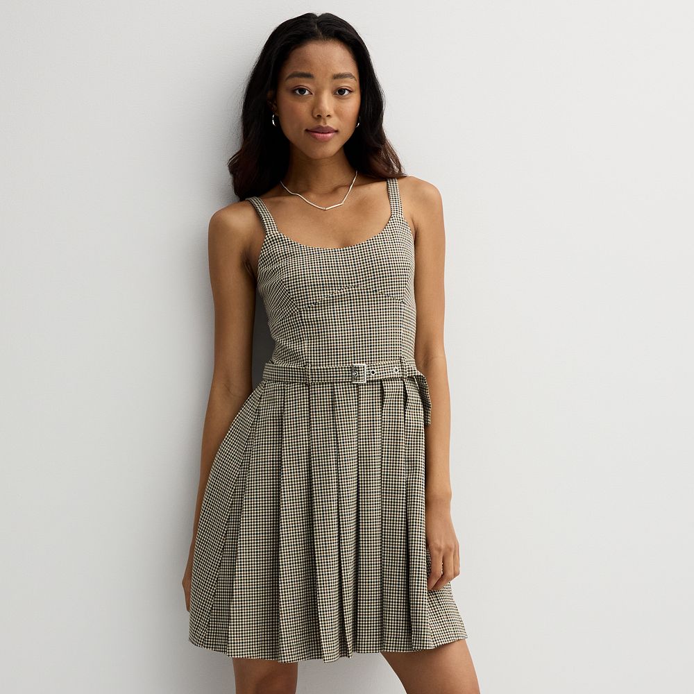 Juniors' SO® Pleated Belted Mini Dress