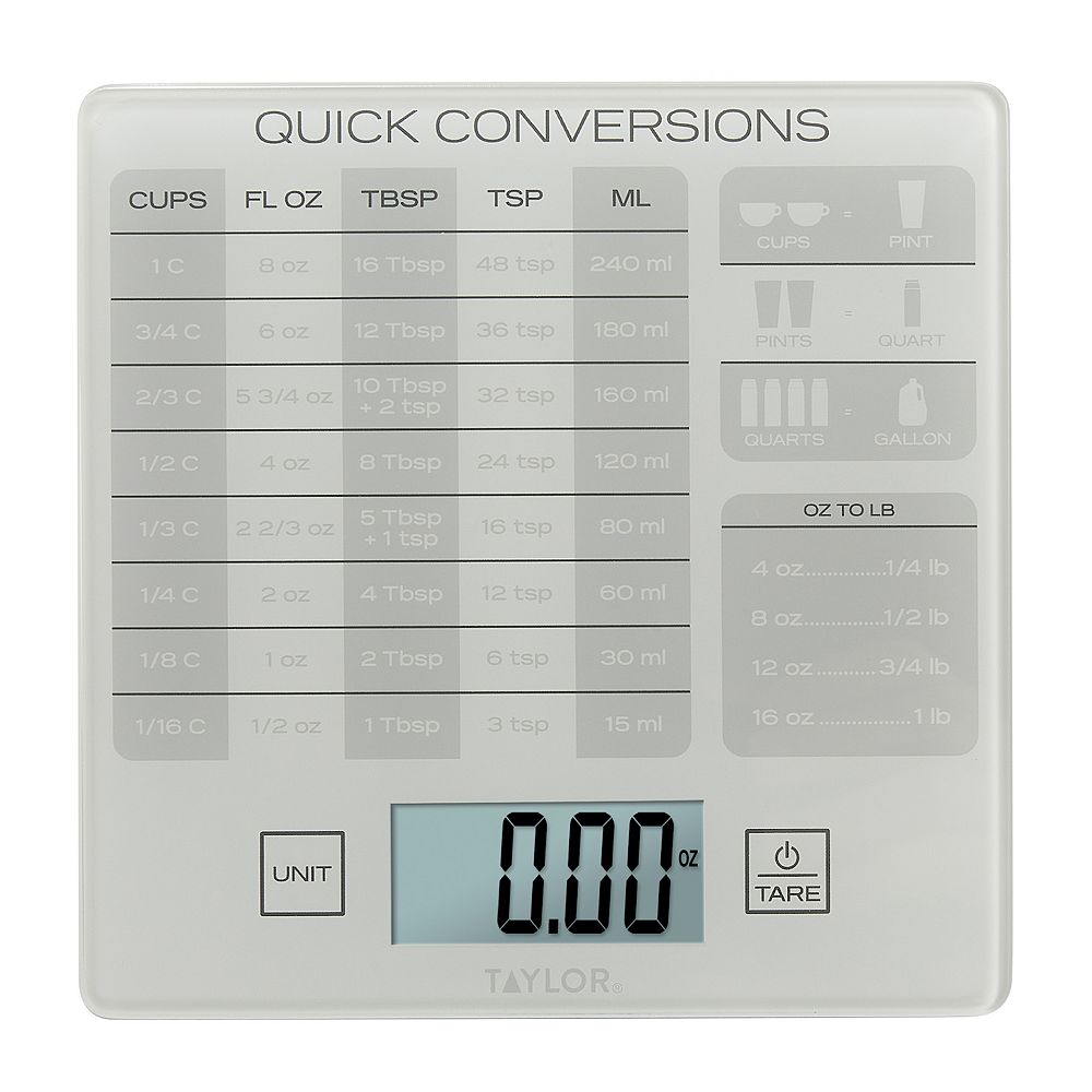 Taylor 11-lb. Glass Kitchen Scale with Measurement Conversion Chart