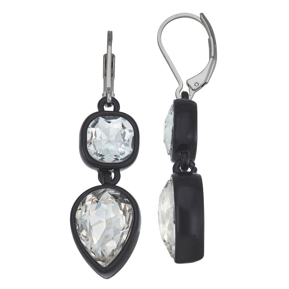 Simply Vera Vera Wang Jet Tone Double Drop Leverback Earrings