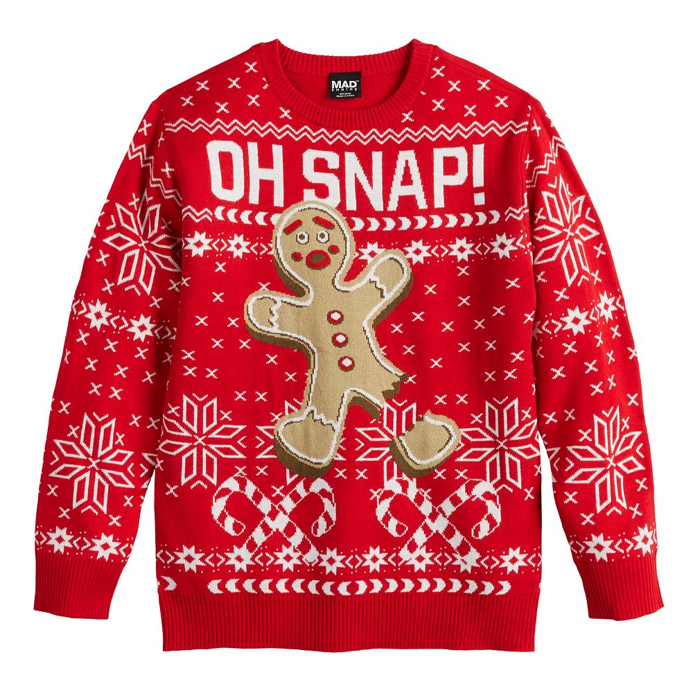 Boys 8-20 Gingerbread Man Oh Snap! Intarsia Graphic Sweater