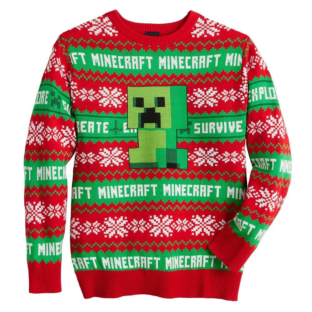 Boys 8-20 Minecraft Intarsia Graphic Sweater