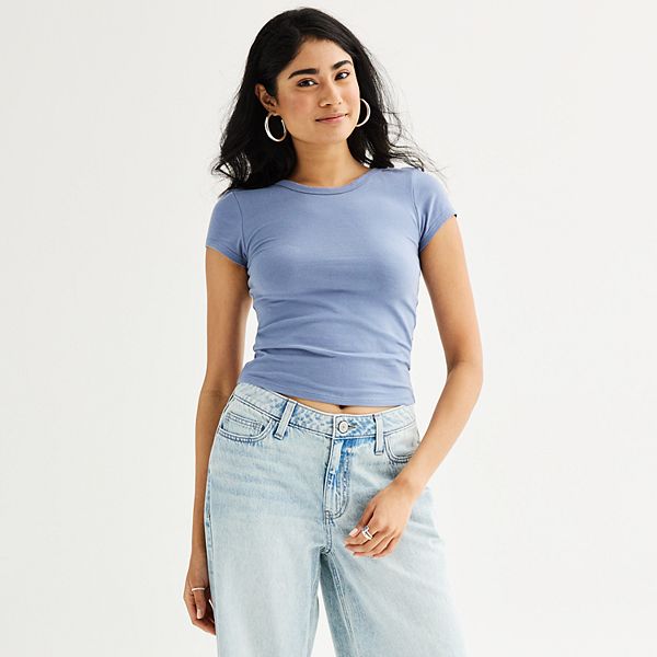 Juniors' SO® Open Back Baby Tee