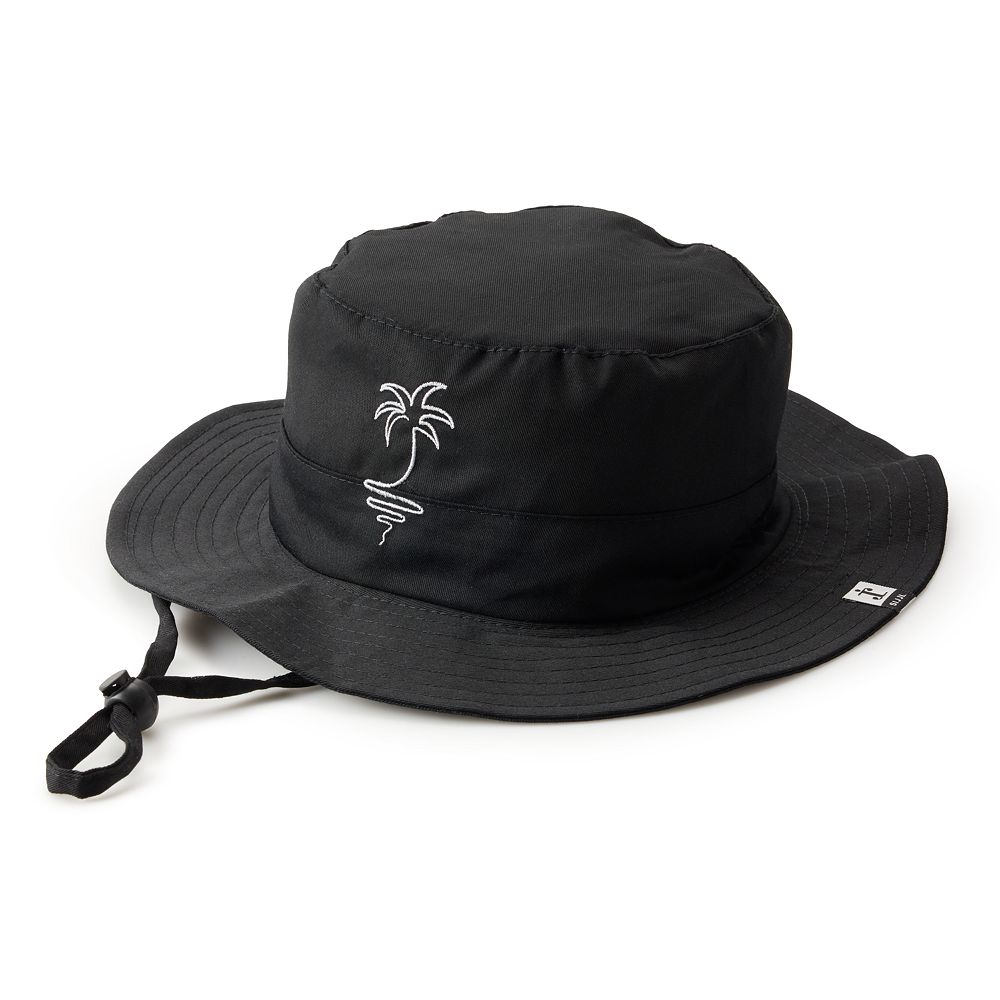 Women's SIJJL Tropical Beach Embroidered Black Sun Hat