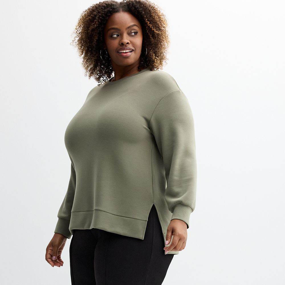 Plus Size Industry Long Sleeve Tunic Pullover Sweater