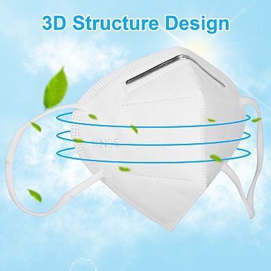 White, Kn95 Ffp2 Soft Breathable Protective Mask Set Of 10