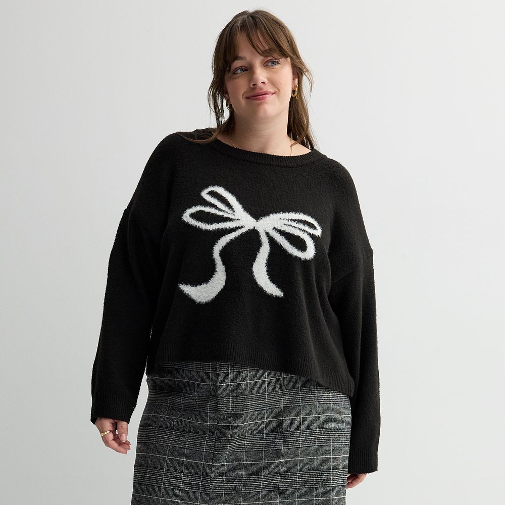 Juniors' Plus Size SO® Bow Boxy Sweater