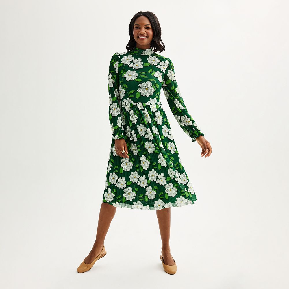 Women's Draper James Mockneck Pleated Dress