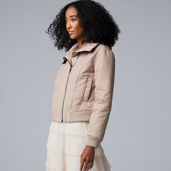 Women's Simply Vera Vera Wang Mixed Media Bomber Jacket