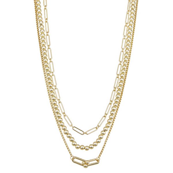 Women's Nine West Gold Tone Multi Row Chain Necklace