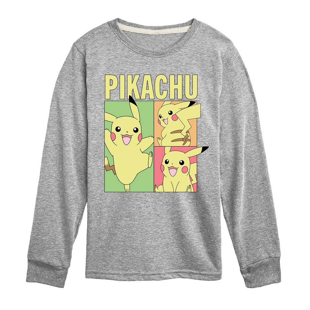 Boys 8-20 Pokemon Pastel Pikachu Grid Long Sleeve Graphic Tee