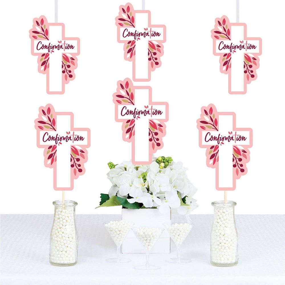 Big Dot Of Happiness Confirmation Pink Elegant Cross Decor Religious ...