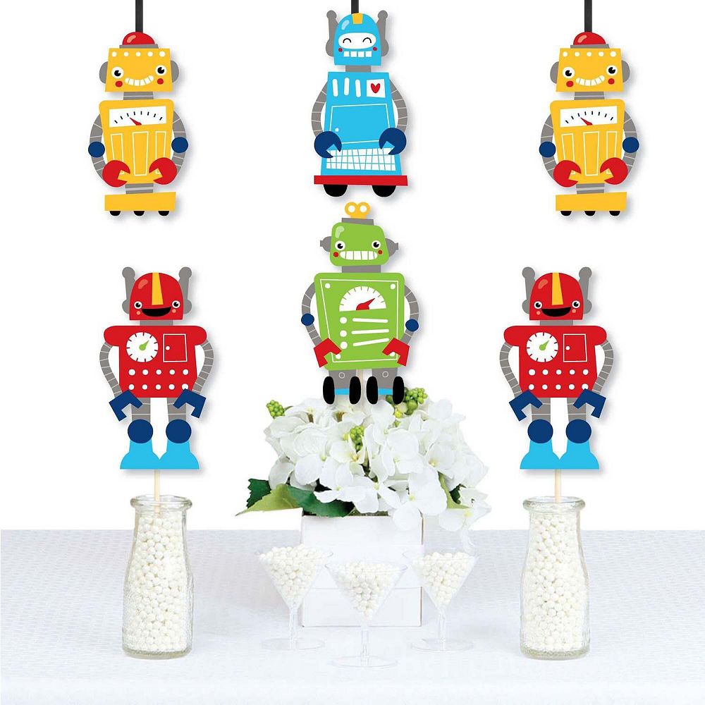 Big Dot Of Happiness Gear Up Robots - Decor Birthday Party Or Baby ...