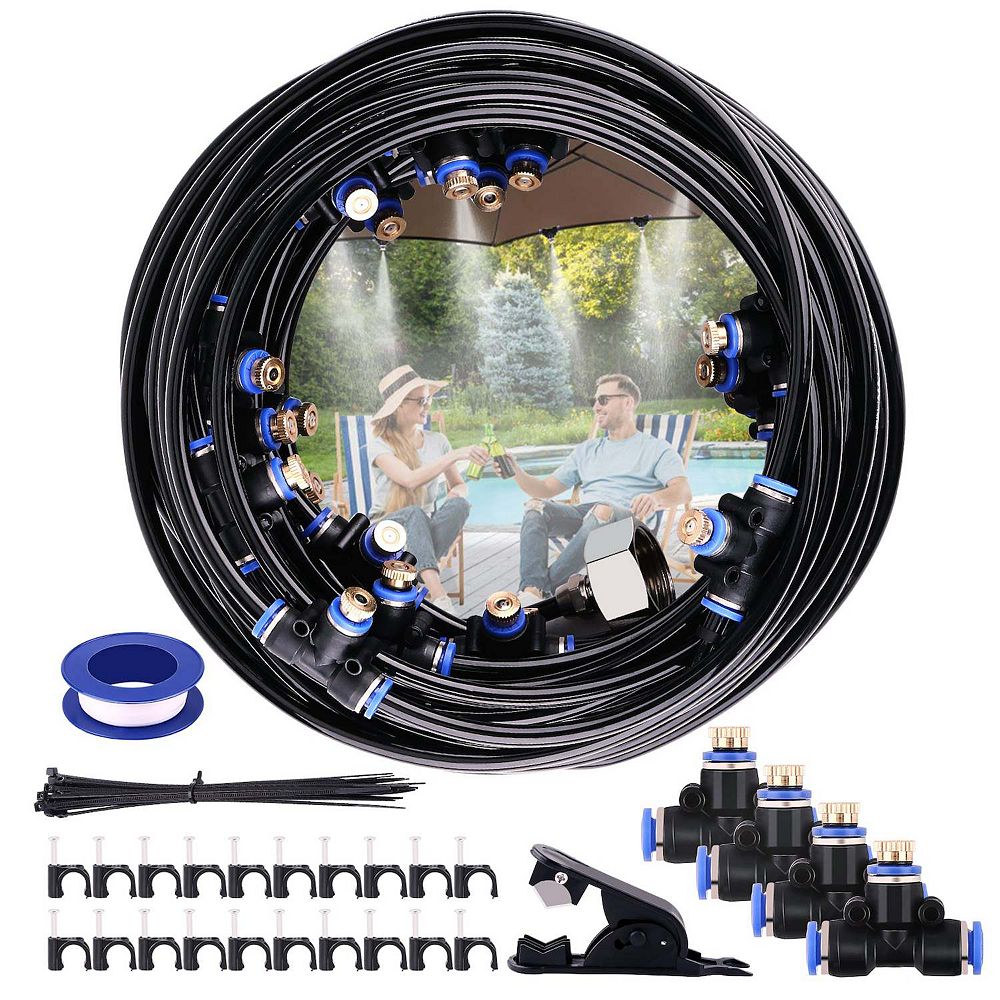 65.6ft Misting Cooling System Hose Line With 23 T-joint Nozzles Water ...