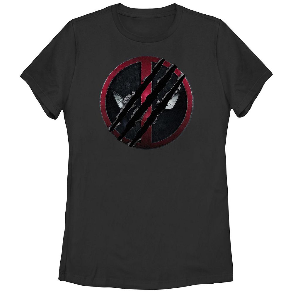 Juniors' Marvel Deadpool and Wolverine Scratch Graphic Tee