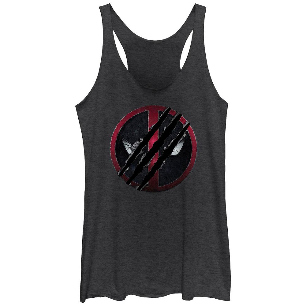 Juniors' Marvel Deadpool And Wolverine Scratch Graphic Racerback Tank Top