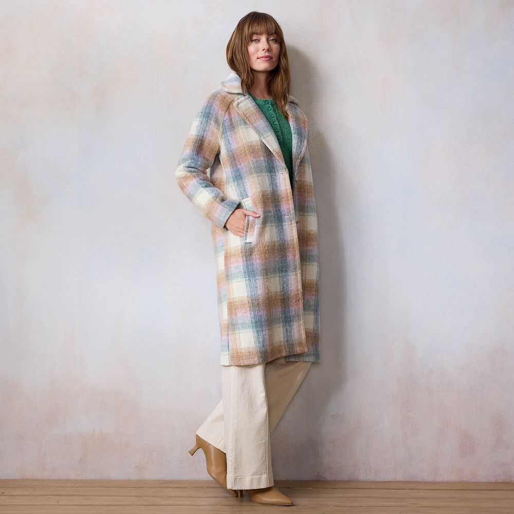 Women's LC Lauren Conrad Long Plaid Overcoat