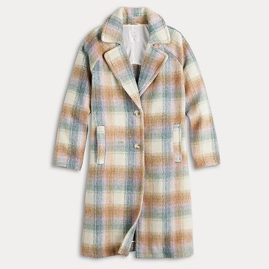 Women's LC Lauren Conrad Long Plaid Overcoat