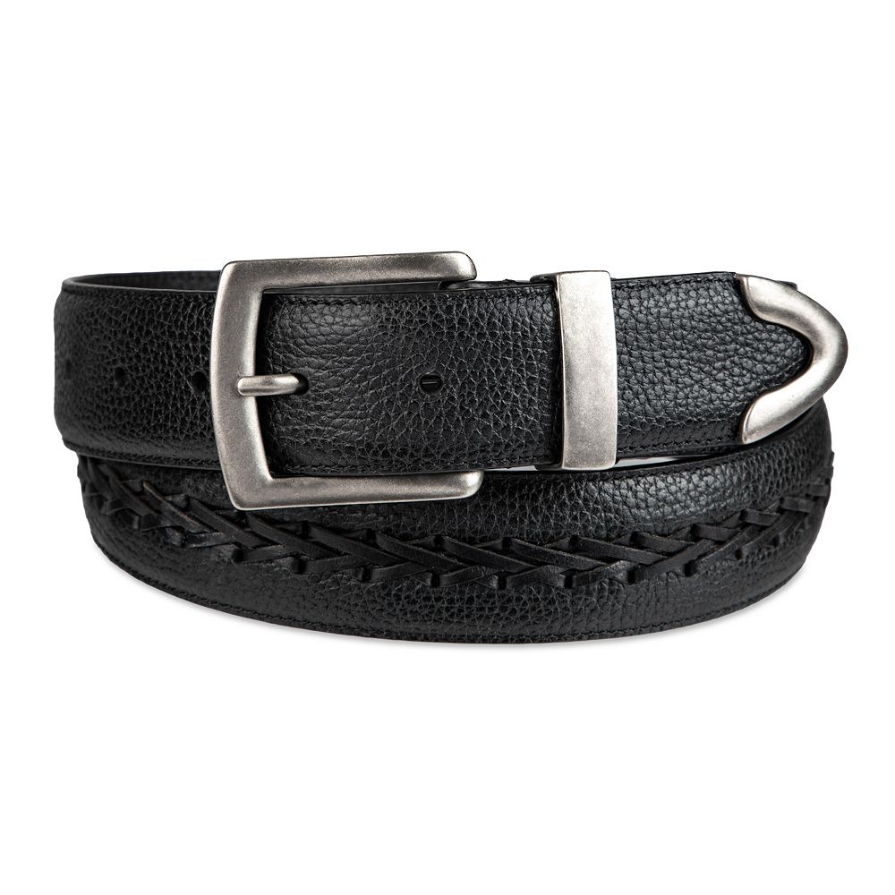 Men's Columbia Western Lace Detailed Leather Belt with Metal Tip End