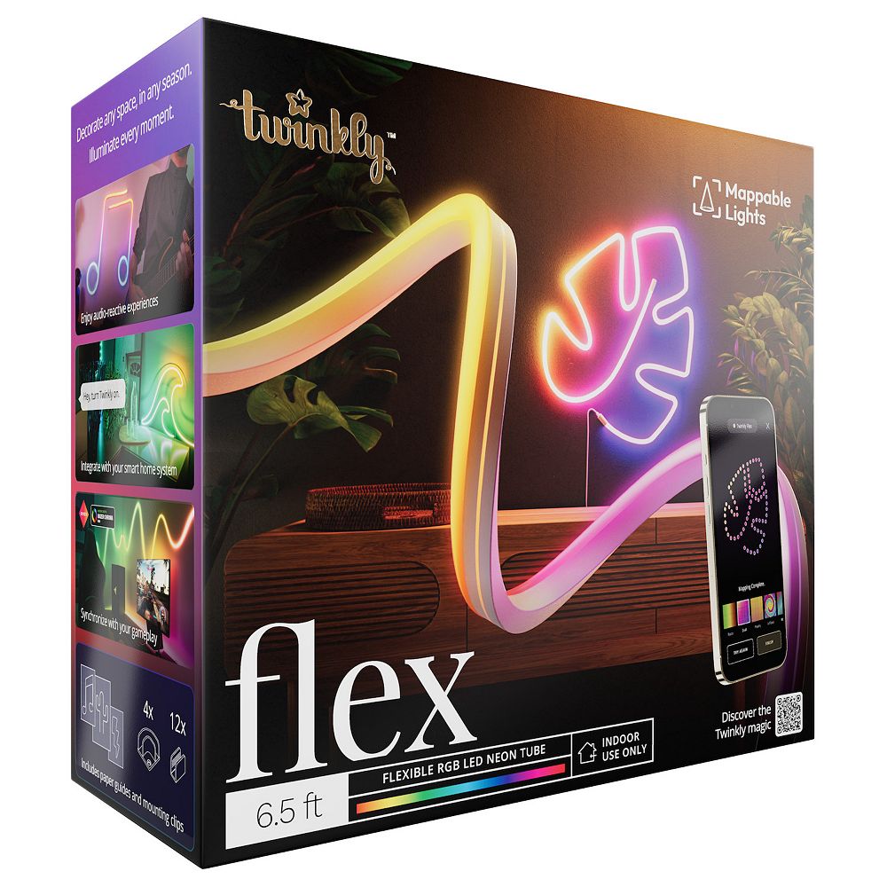 Twinkly Flex 6.5-ft. Smart Mappable Multi-Color Shapeable Neon LED ...