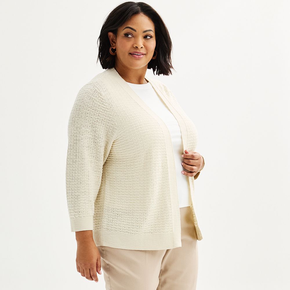 Plus Size Croft & Barrow Open Front Textured Cardigan