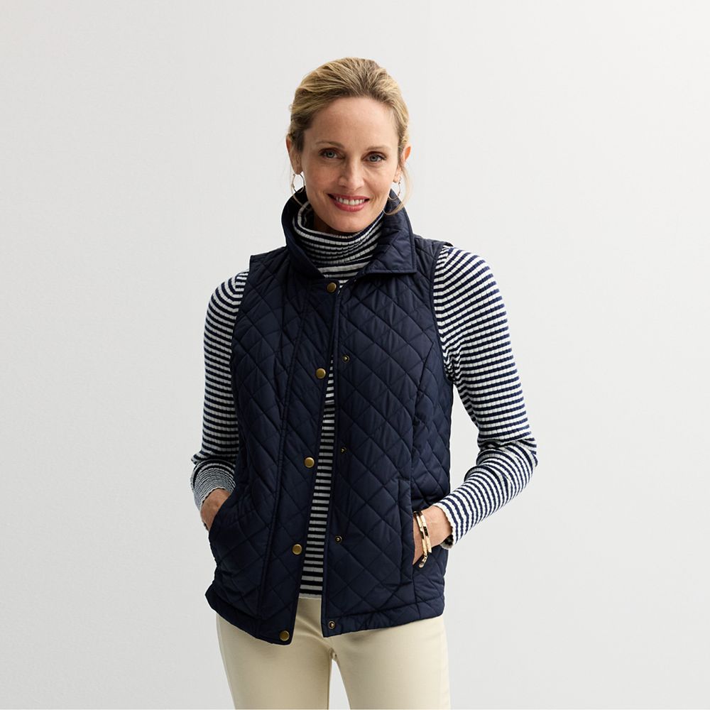 Women's Croft & Barrow® Quilted Snap Vest