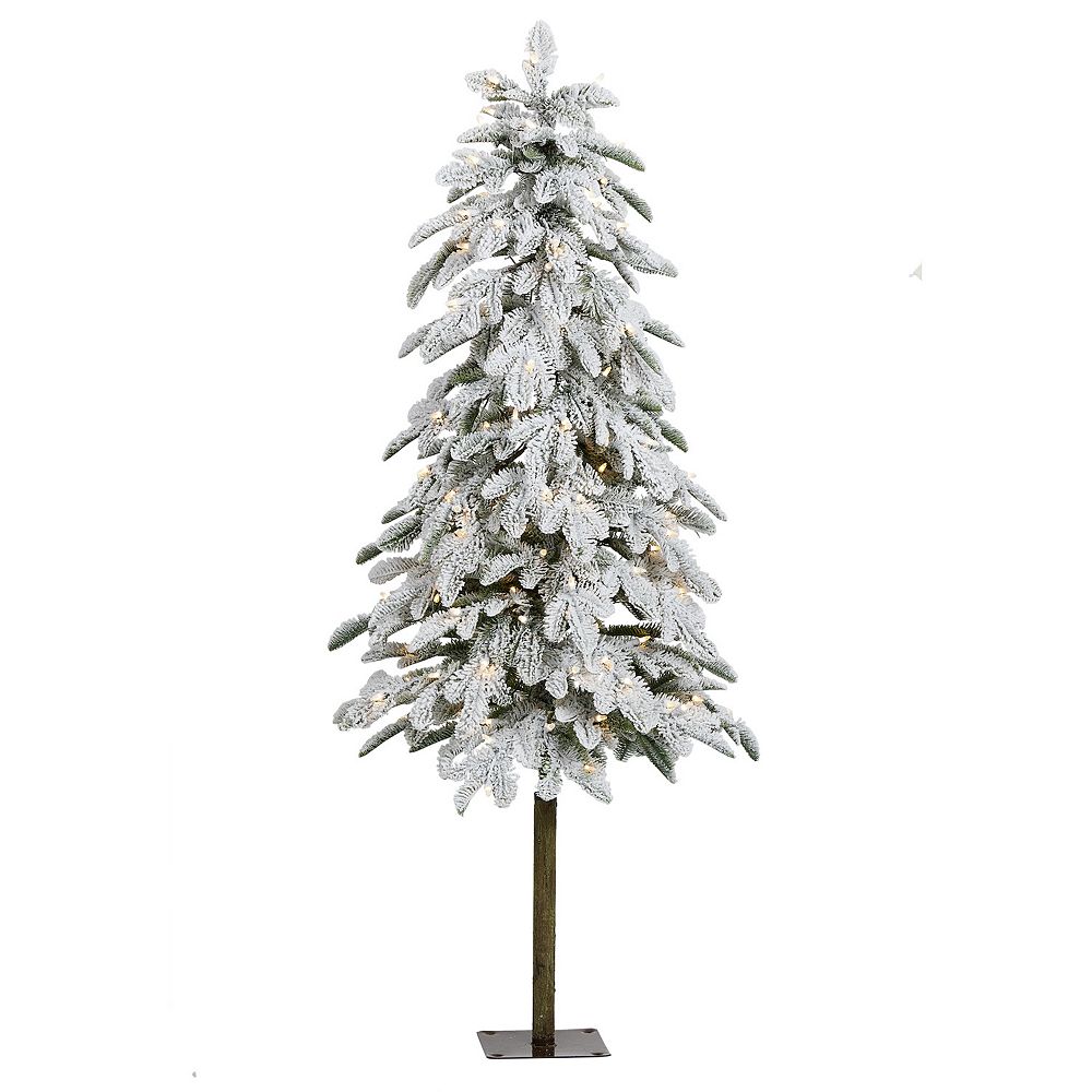 National Tree Company 5-ft. Pre-Lit Downswept Alpine Flocked Artificial ...