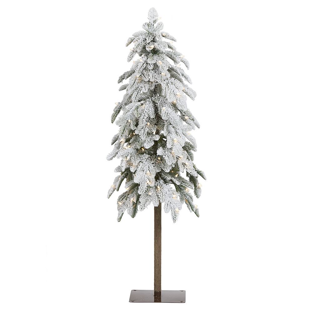 National Tree Company 4-ft. Pre-Lit Downswept Alpine Flocked Artificial ...