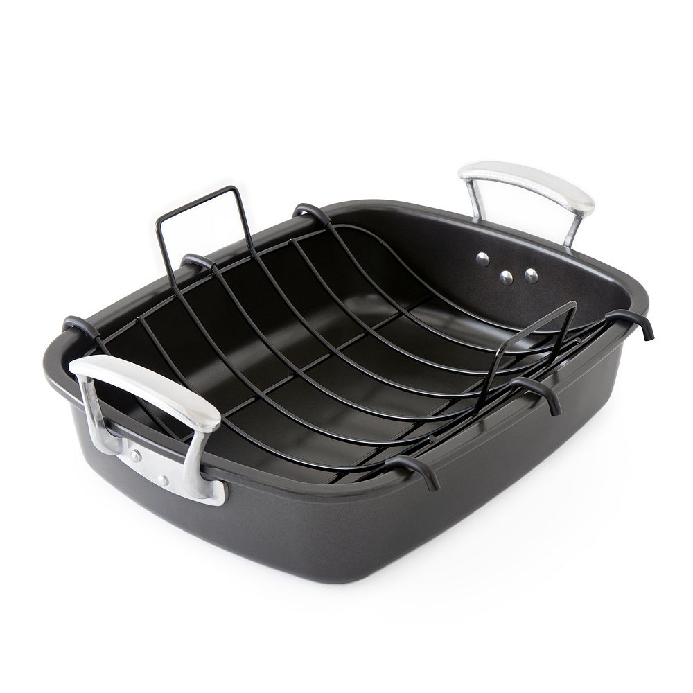 Chef Pomodoro Deluxe Large Carbon Steel Roasting Pan With U-rack, 18.5 ...